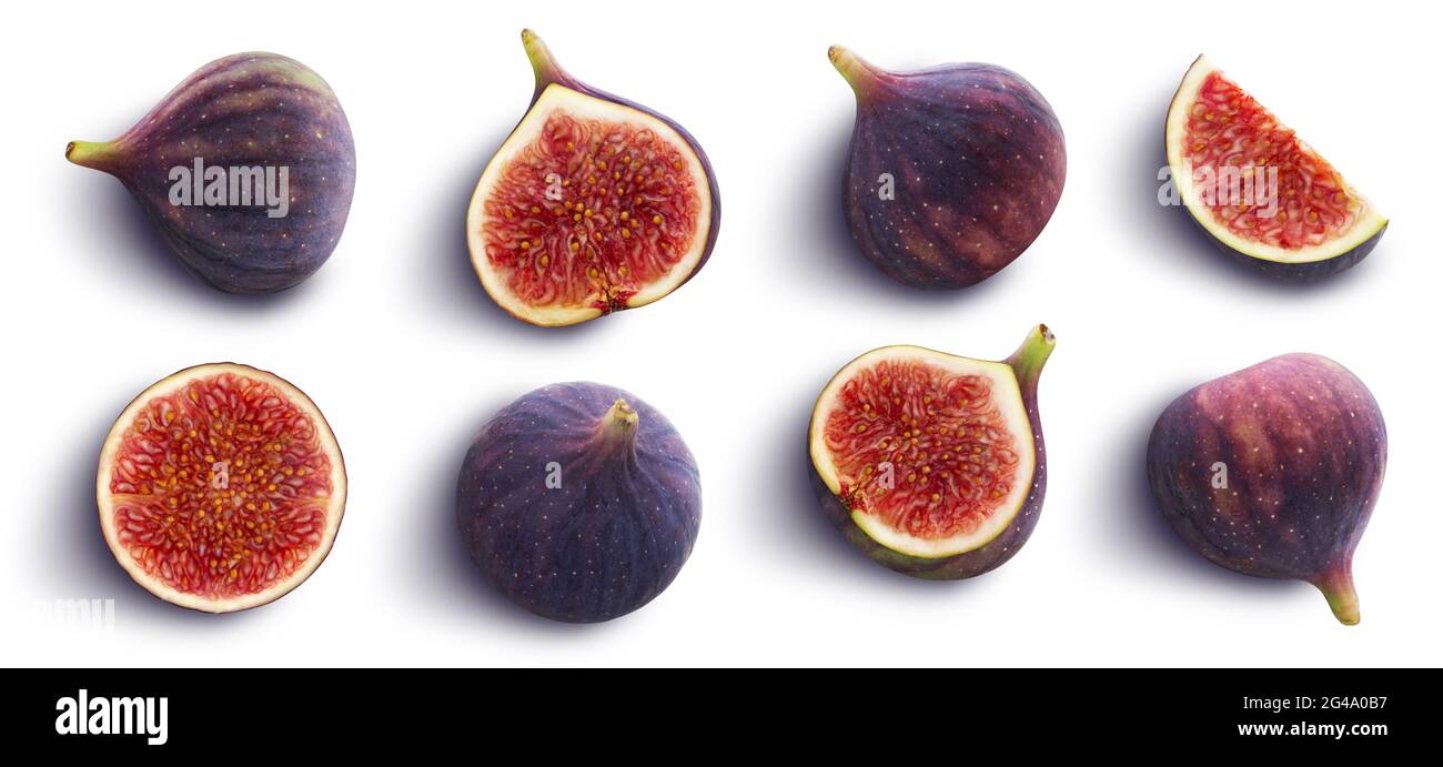 Figs isolated on white background, flat lay, top view Stock Photo - Alamy