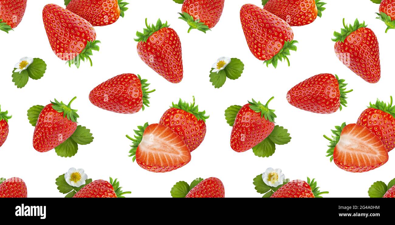 Strawberry seamless pattern isolated on white background Stock Photo ...