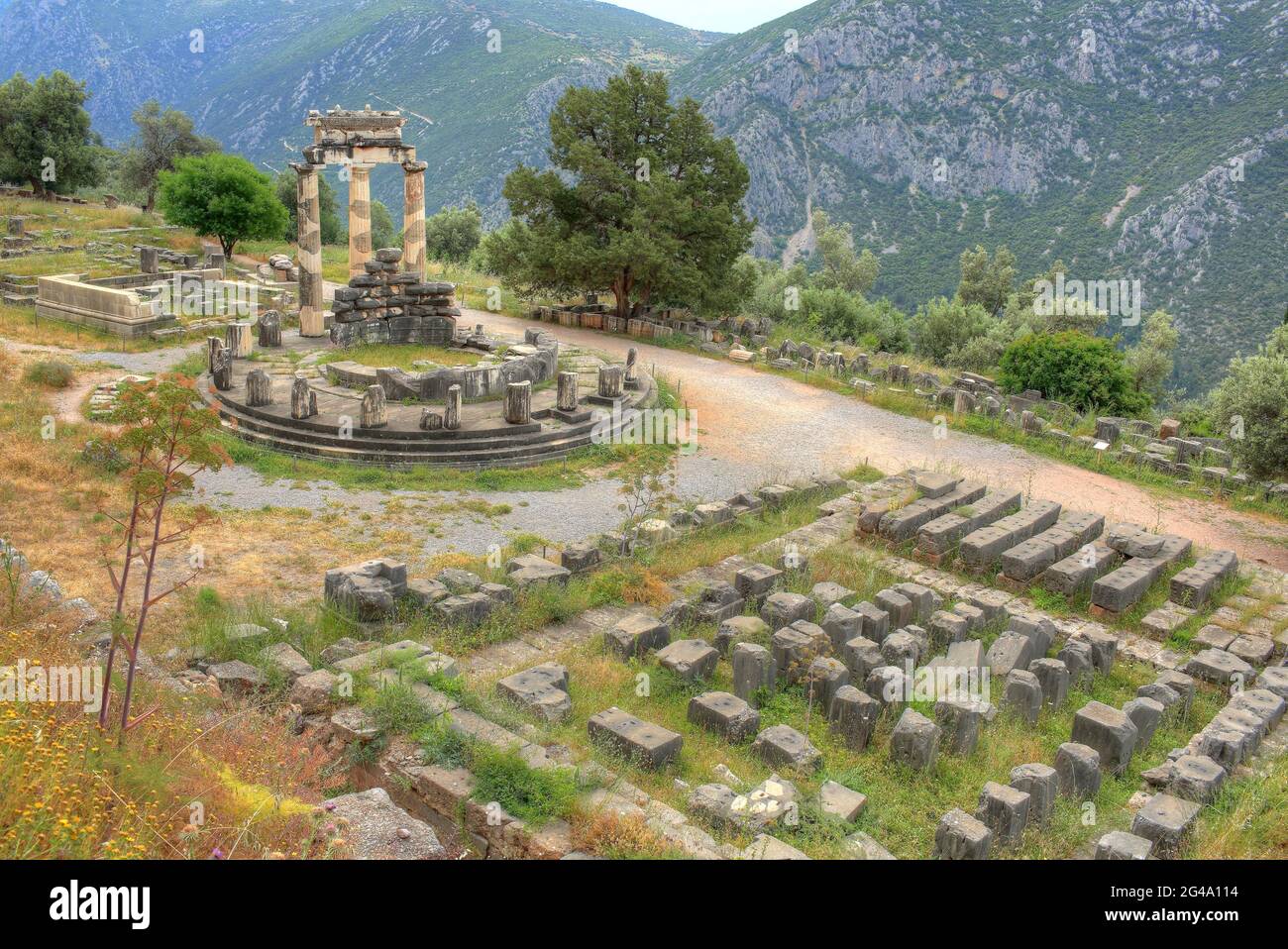 An aerial view of the Oracle of Delphi Stock Photo - Alamy
