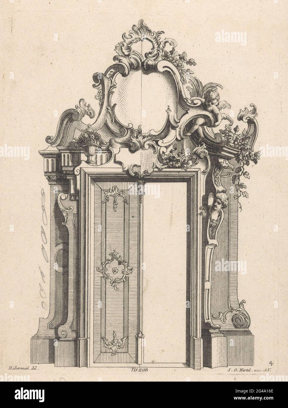 Door frame with putto; Door Pictures. Door frame with rocaille ...
