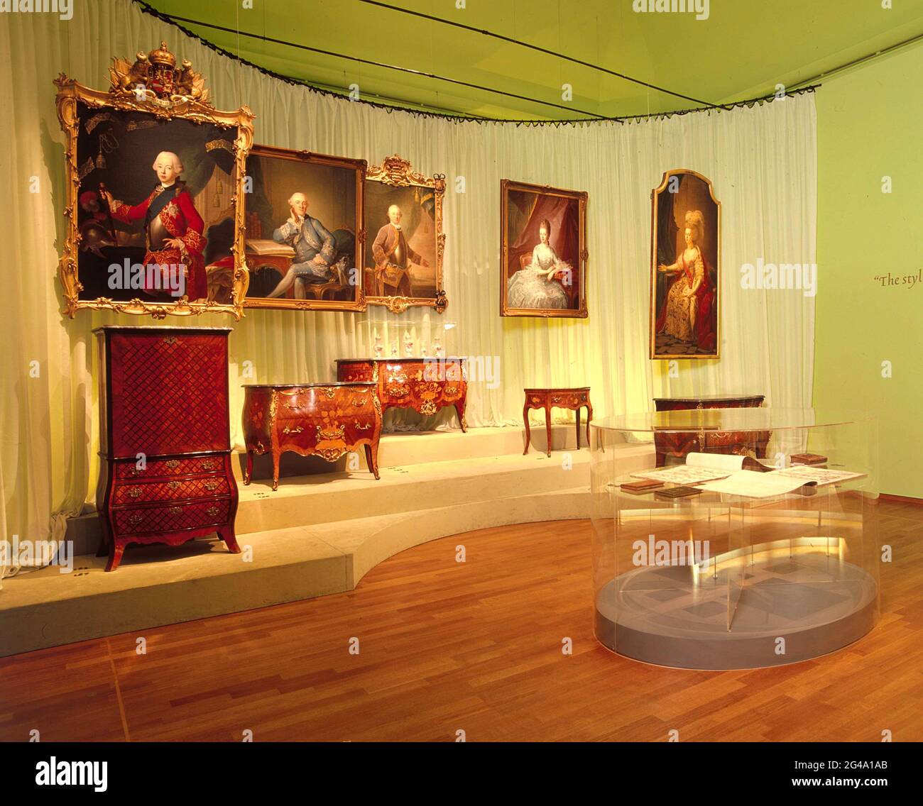 Room with paintings and furniture; Exhibition Rococo, the Netherlands ...