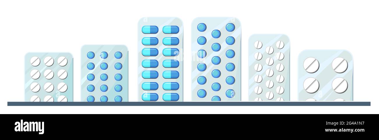 Medicines. Silhouette illustration with pills. Pharmacology. Medicinal ...