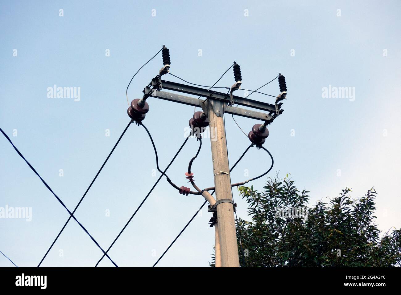 Close up high voltage power lines Stock Photo - Alamy