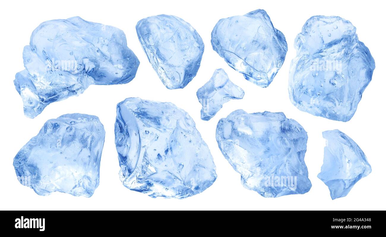 Pieces of natural ice isolated on white background Stock Photo - Alamy