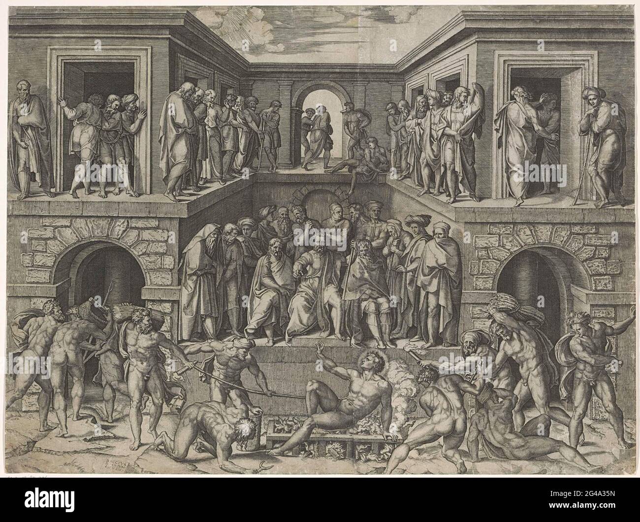 The martyrdom of Saint Laurentius. The Deacon Laurentius is roasted ...