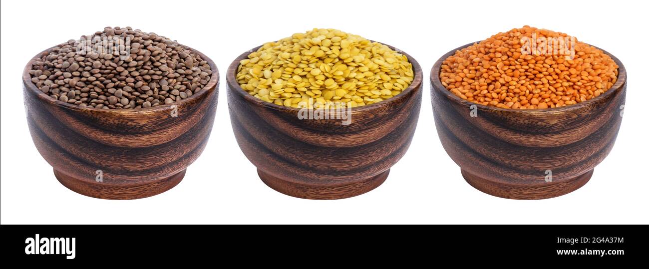 Different lentils isolated on white background with clipping path Stock ...