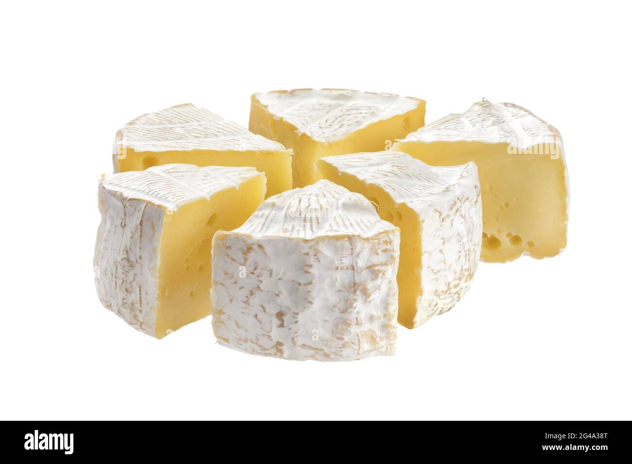 Camembert cheese segments isolated on white background Stock Photo - Alamy