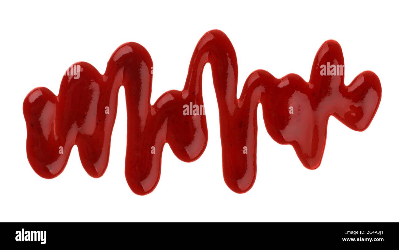 Ketchup. Splashes and spilled ketchup sauce isolated on white ...