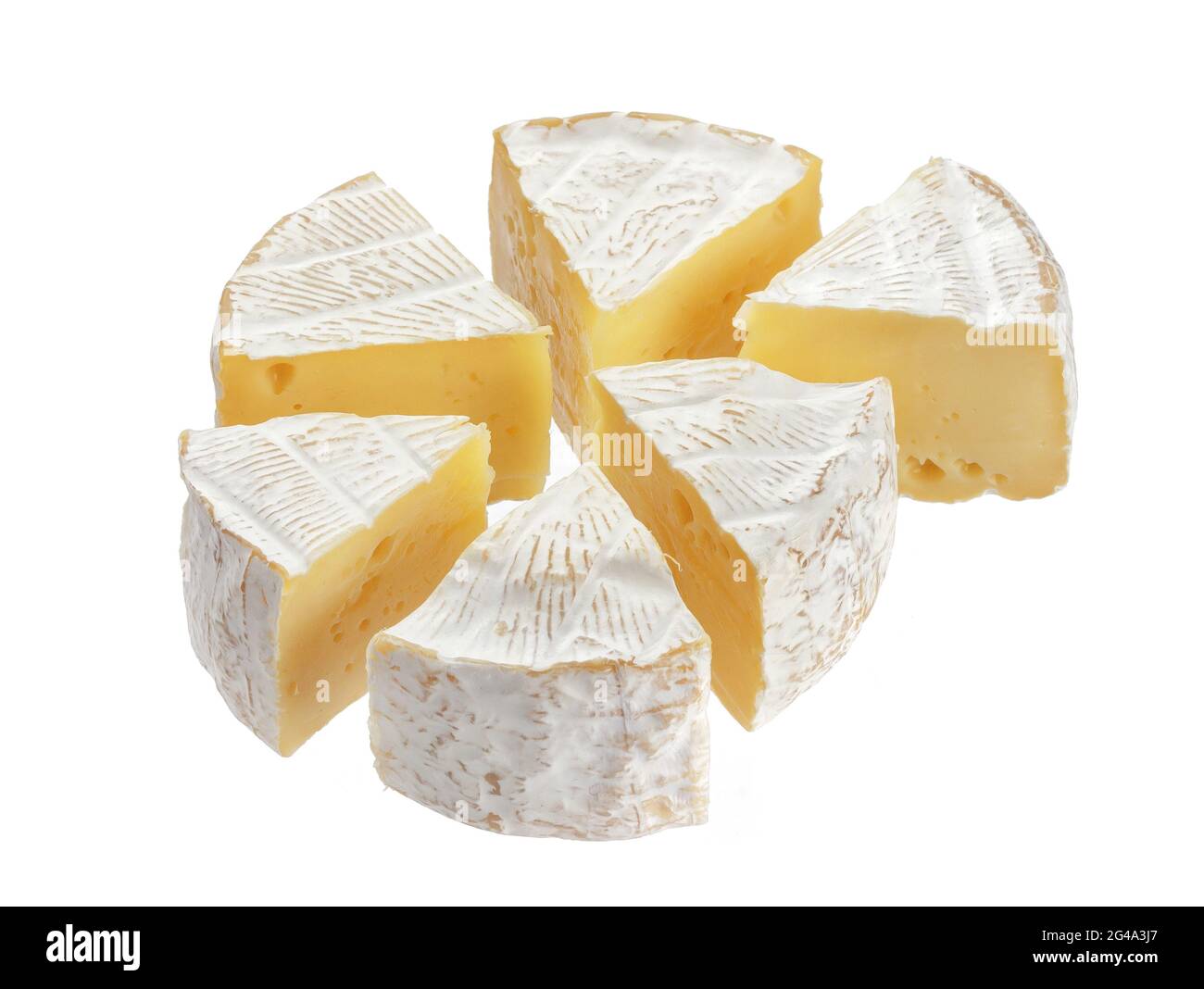 Camembert cheese segments isolated on white background Stock Photo - Alamy