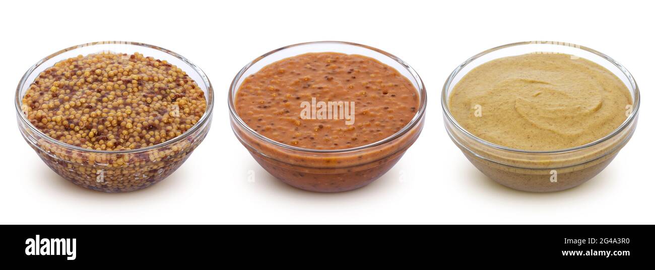 Set of various mustard isolated on white background Stock Photo - Alamy