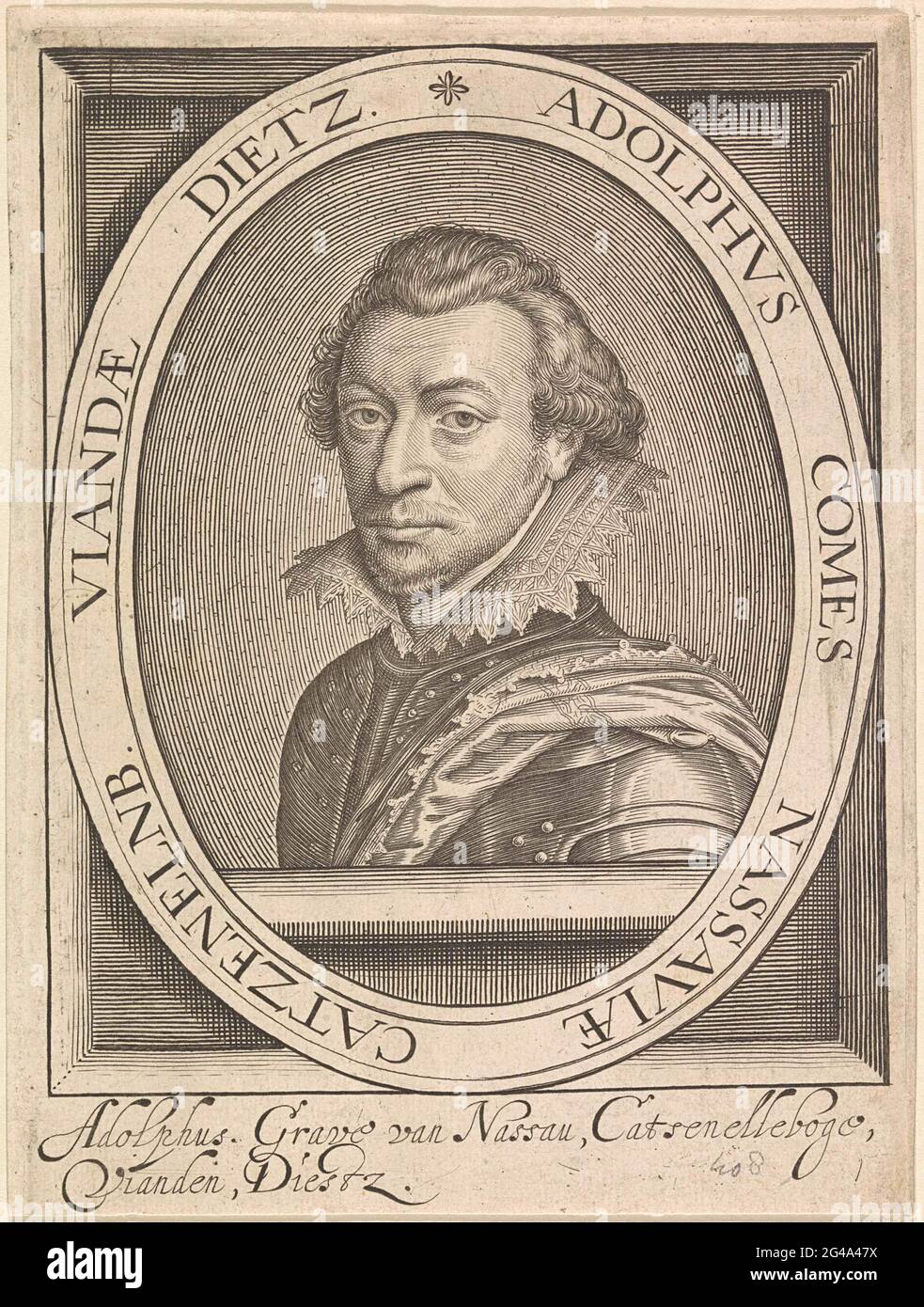 Portrait of Adolf, Count of Nassau Siegen. Portrait of Adolf in an oval ...