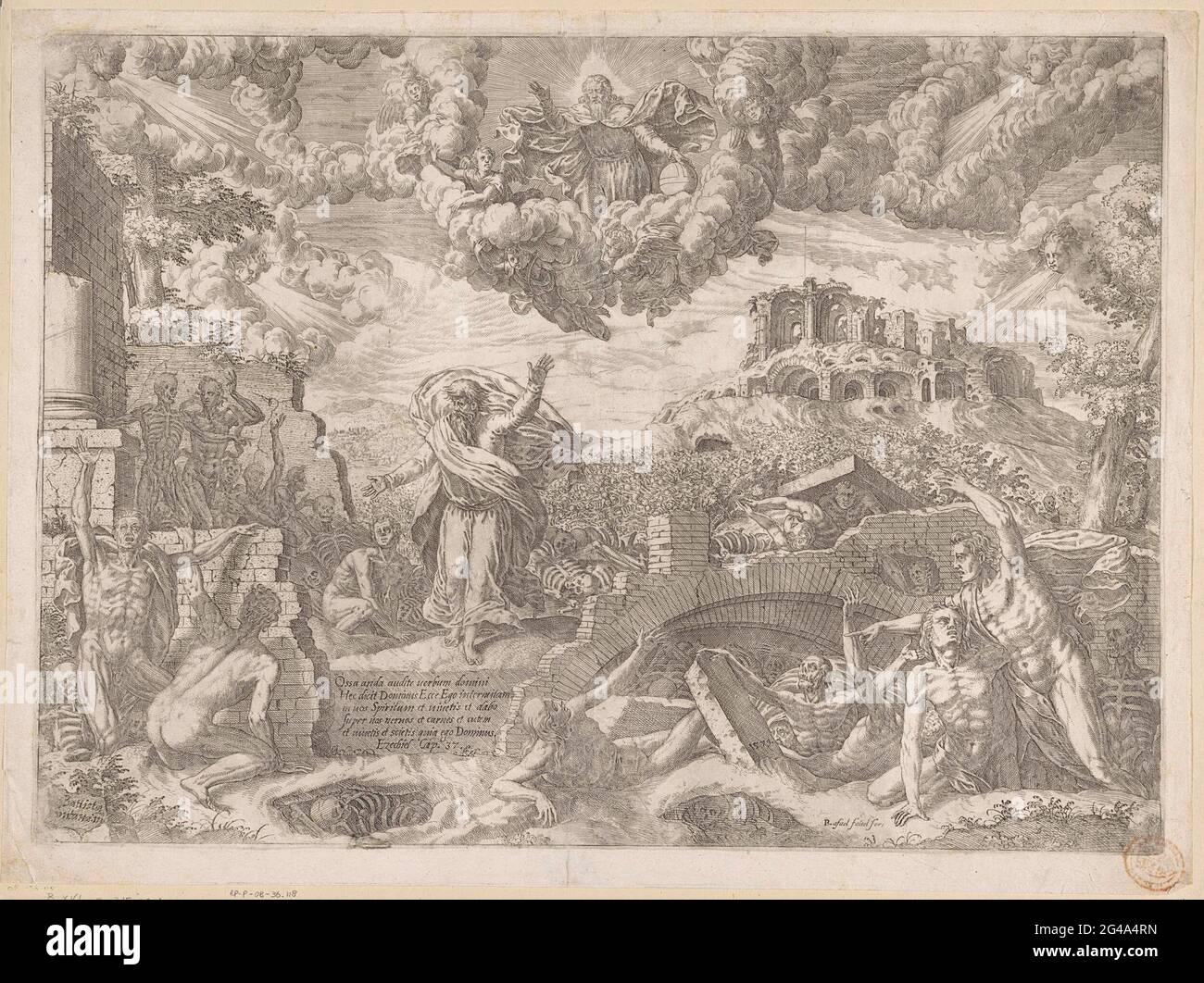 The vision of Ezekiel. The prophet Ezekiel has a vision of the valley ...