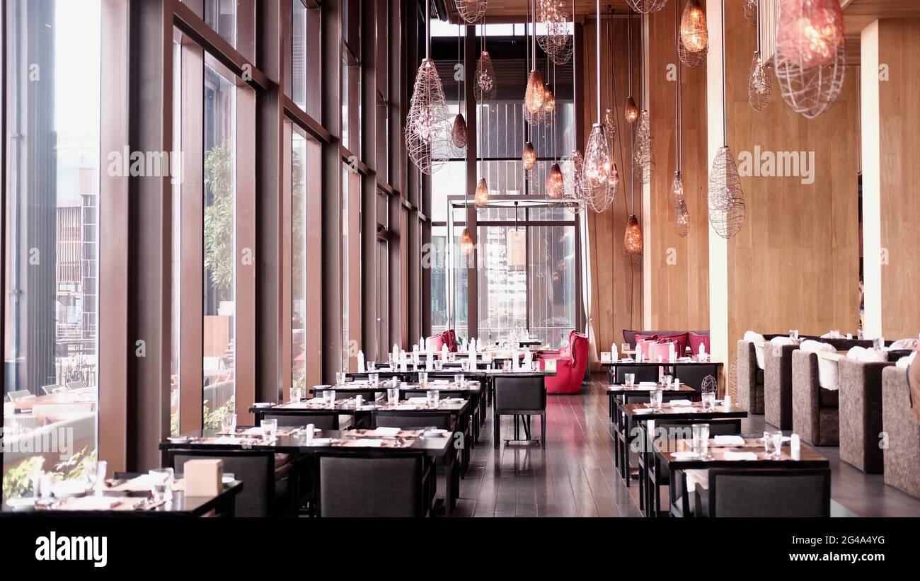food Dining Hall Restaurant with trendy full length windows light and ...