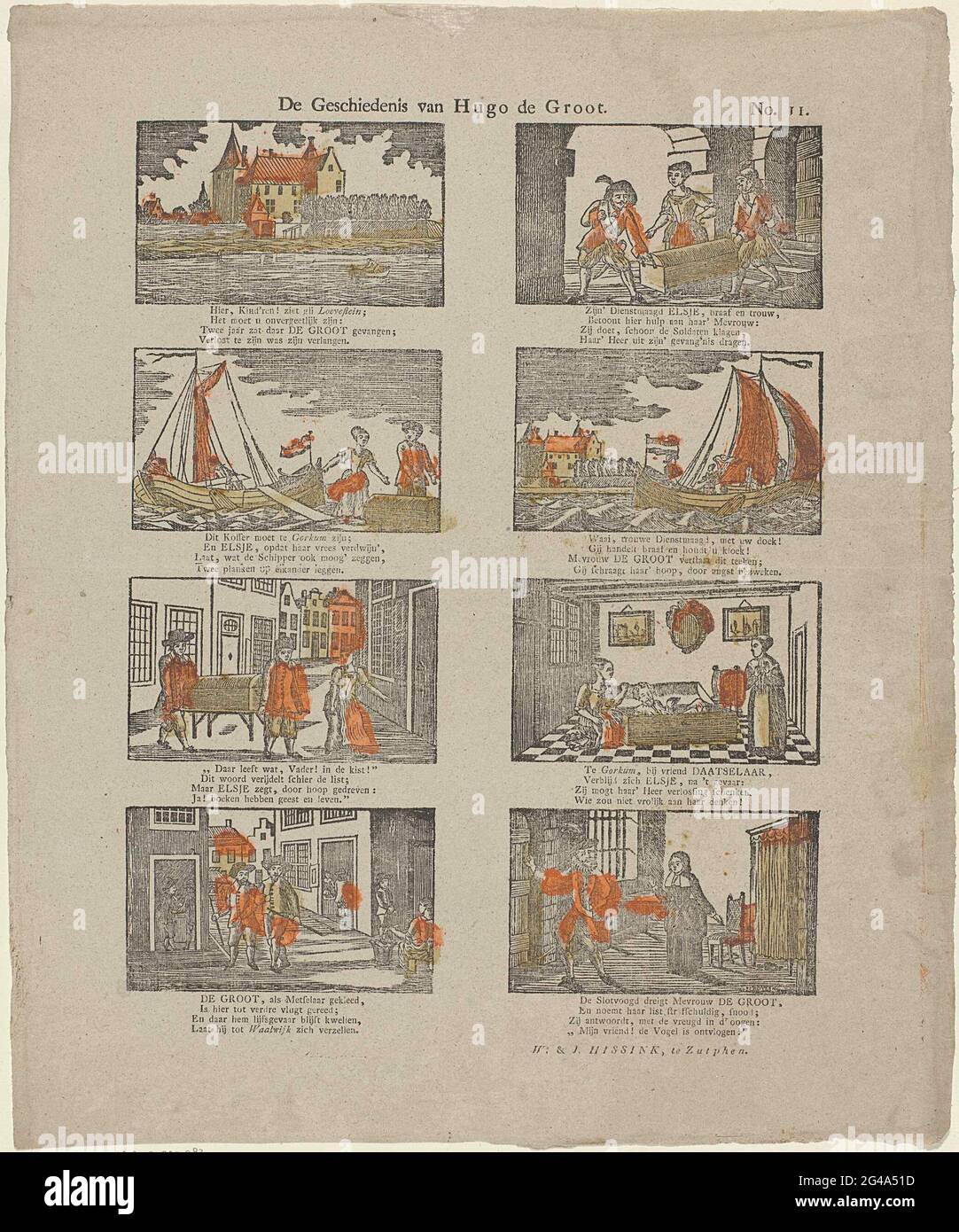 The history of Hugo de Groot. Leaf with 8 performances about the escape ...