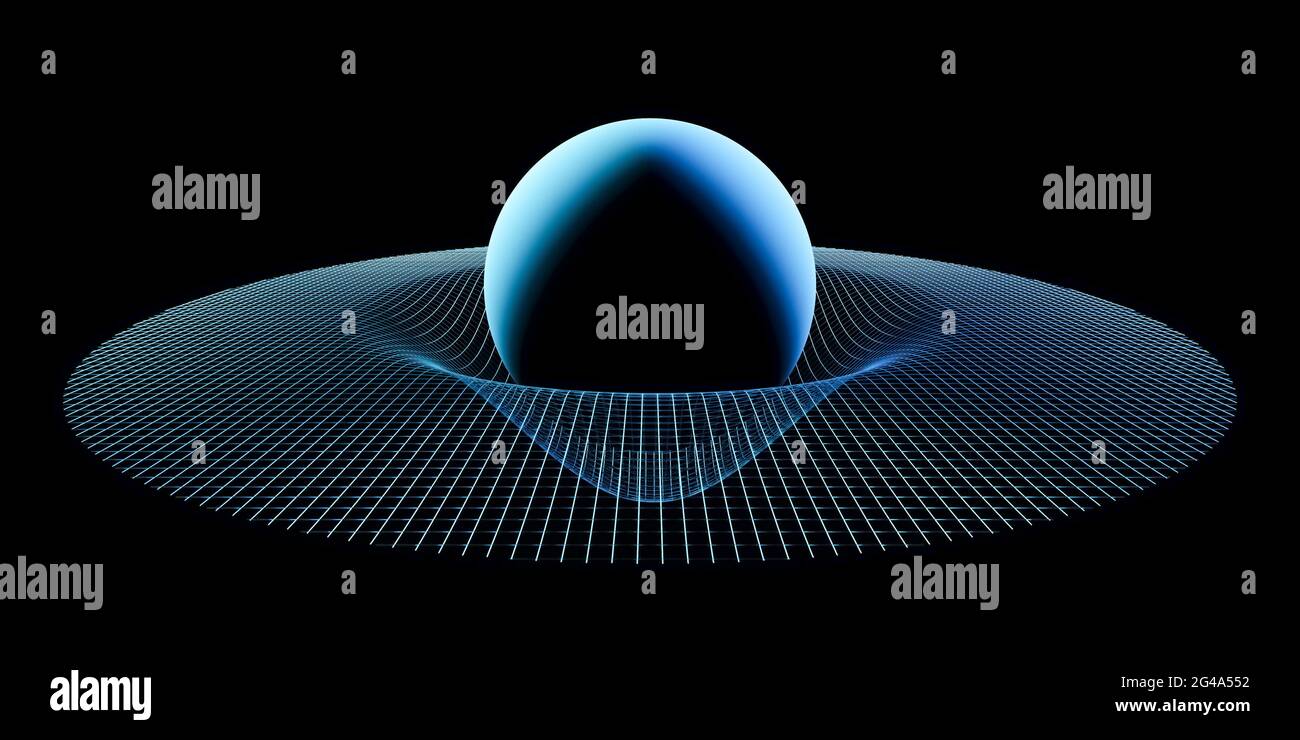 3D visualization of gravity distorsion, physical objects in orbit ...