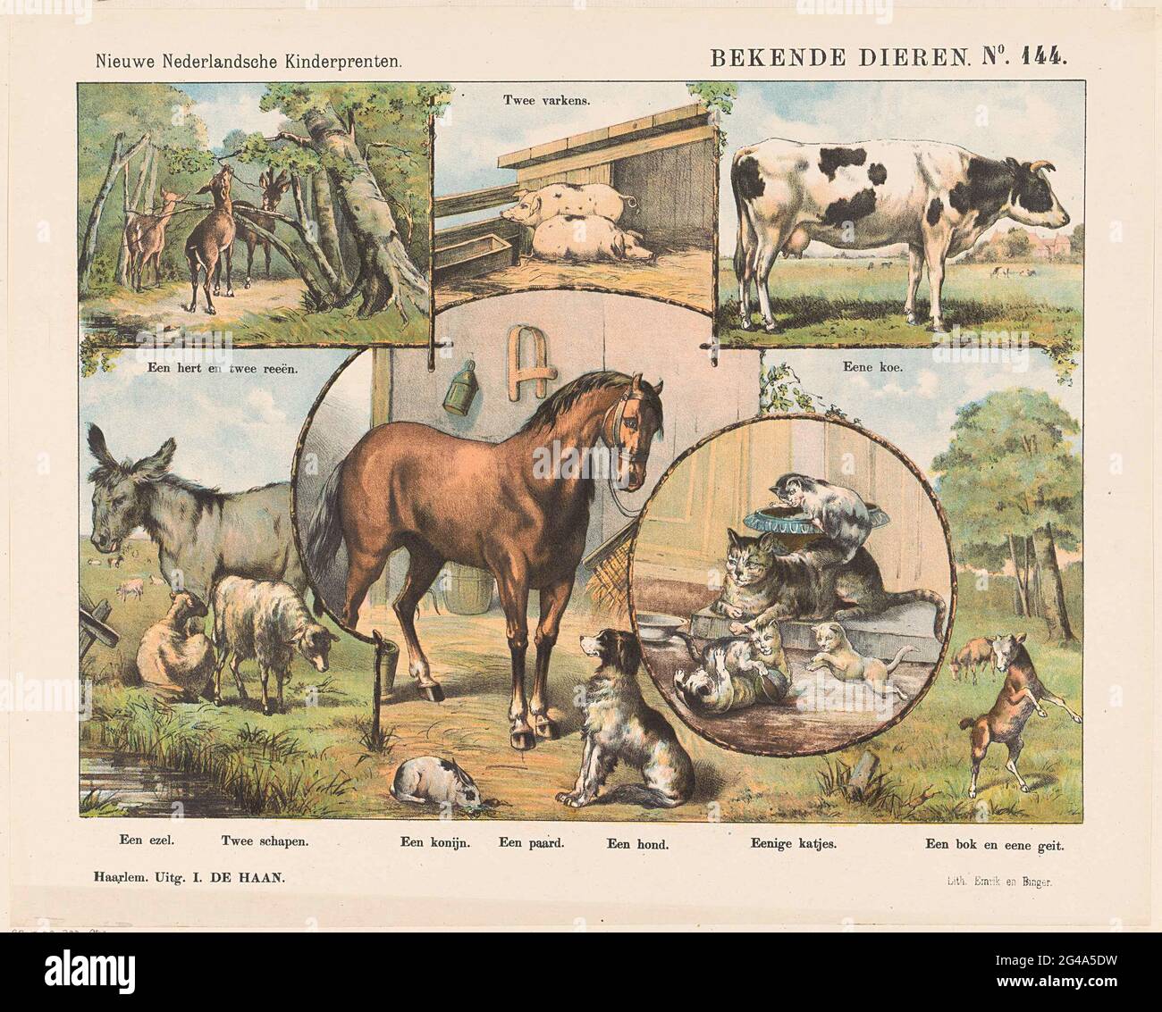 Known animals; New Dutch childrens prints. Leaf with 7 performances of ...