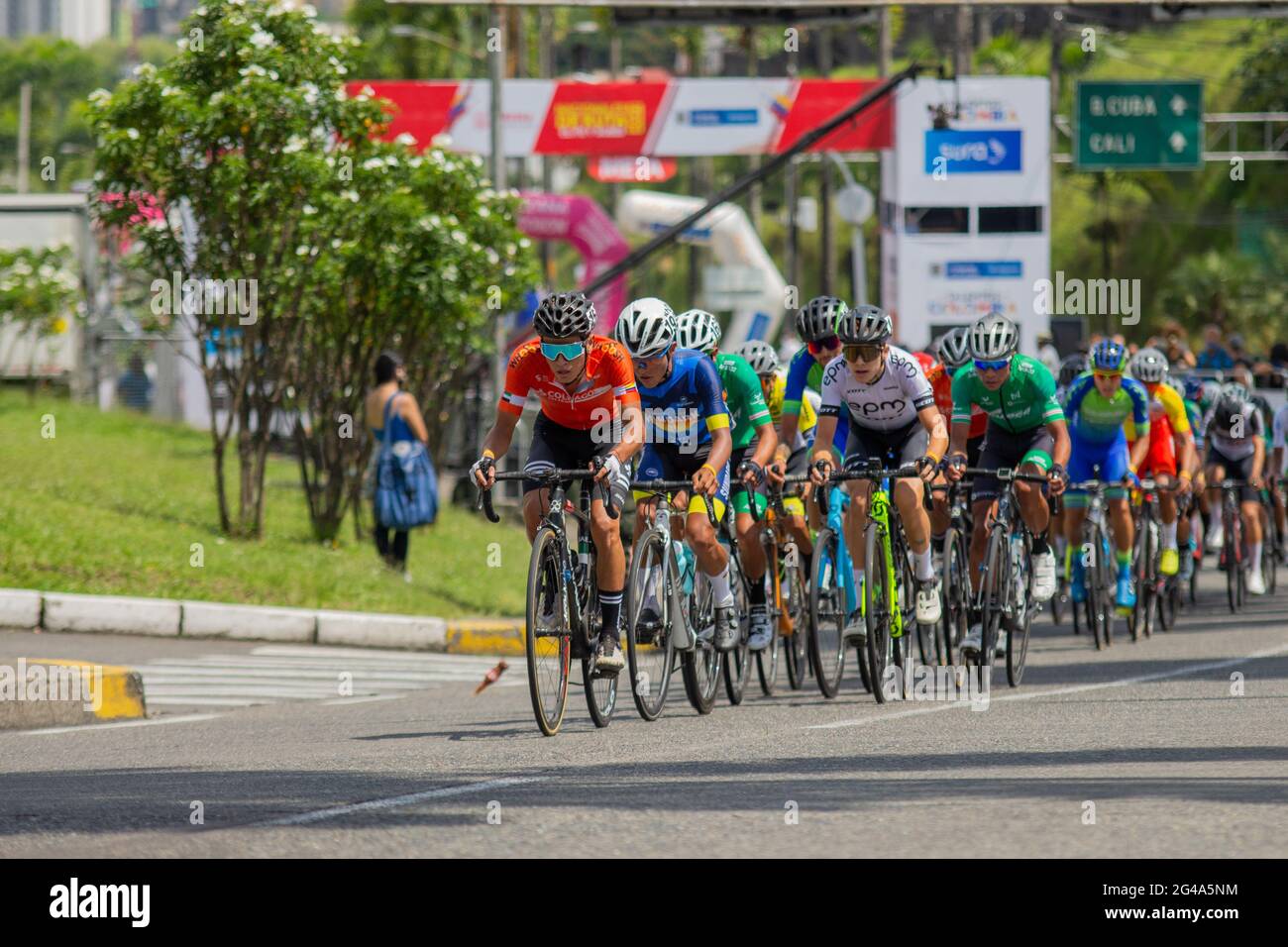 Cyclists from the team "Colnago" climb a hill during the SUB-23 ...