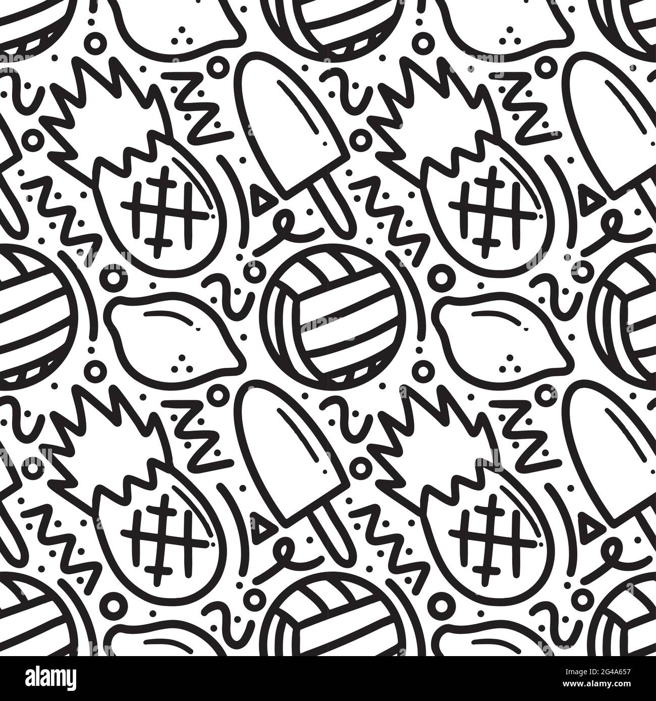 Summer pattern ice cream Black and White Stock Photos & Images - Alamy