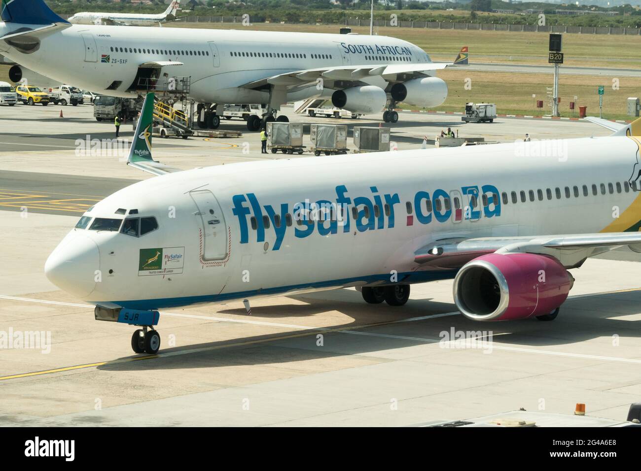 Safair plane, airplane arriving at Cape Town airport, South Africa ...