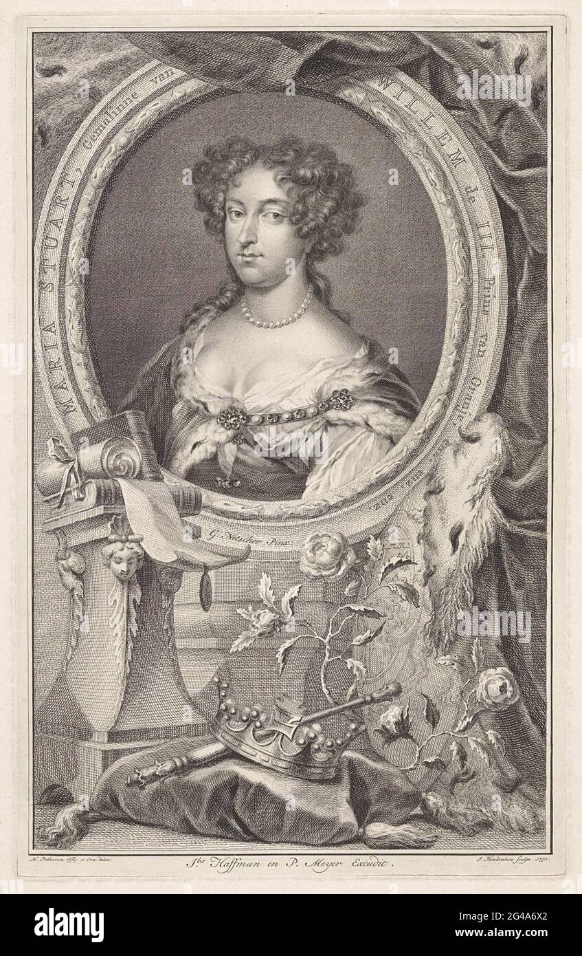 Portrait of Maria II Stuart. Portrait of Maria II in an oval with ...