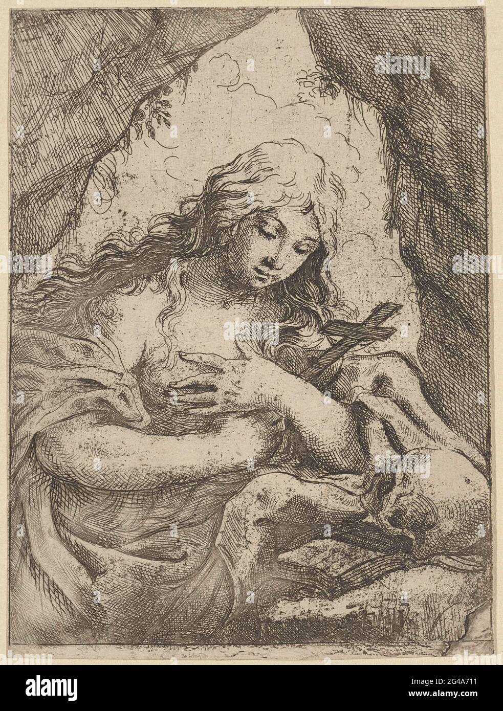 Bootless Mary Magdalene. Maria Magdalena is praying, with a crucifix in ...