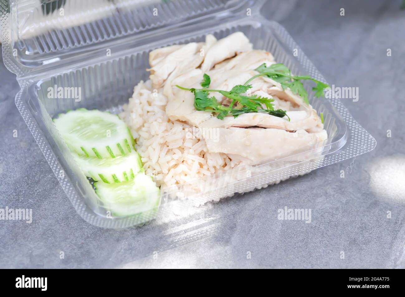 chicken and rice ,chicken rice or chinese chicken rice in the box Stock ...