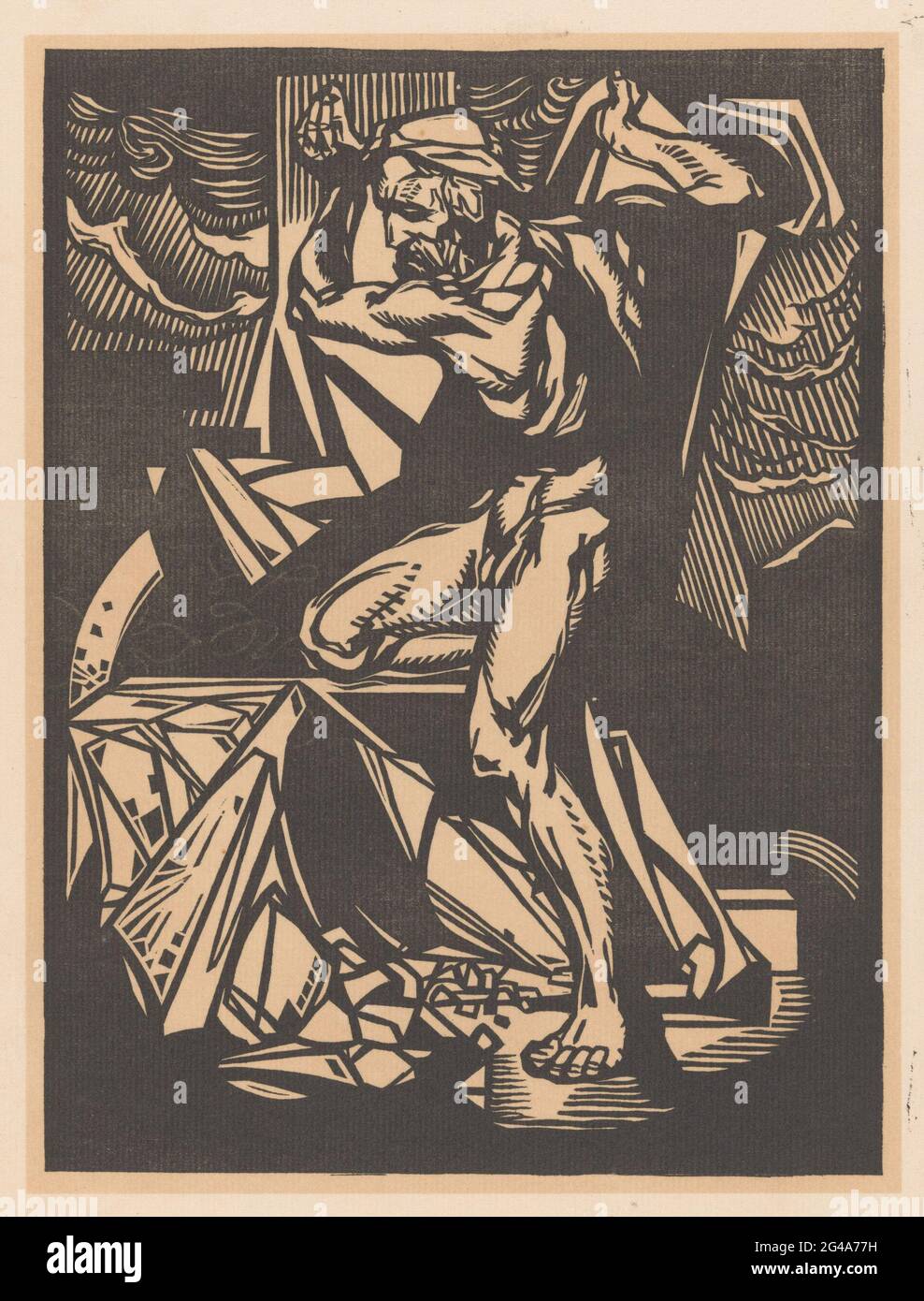 Simson destroys the columns of the temple. Simson pulls two columns of ...