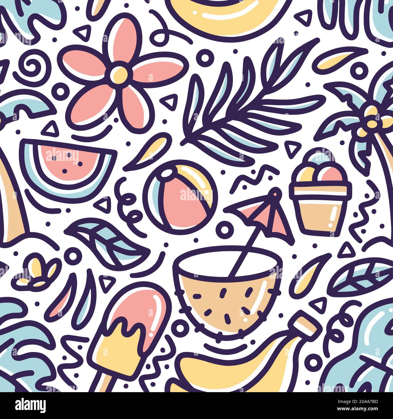 Hand drawn doodle set summer on the beach Stock Vector Image & Art - Alamy