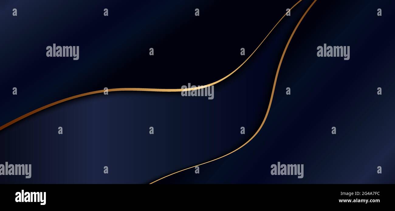 Abstract golden wave line on dark blue background luxury style. Vector ...