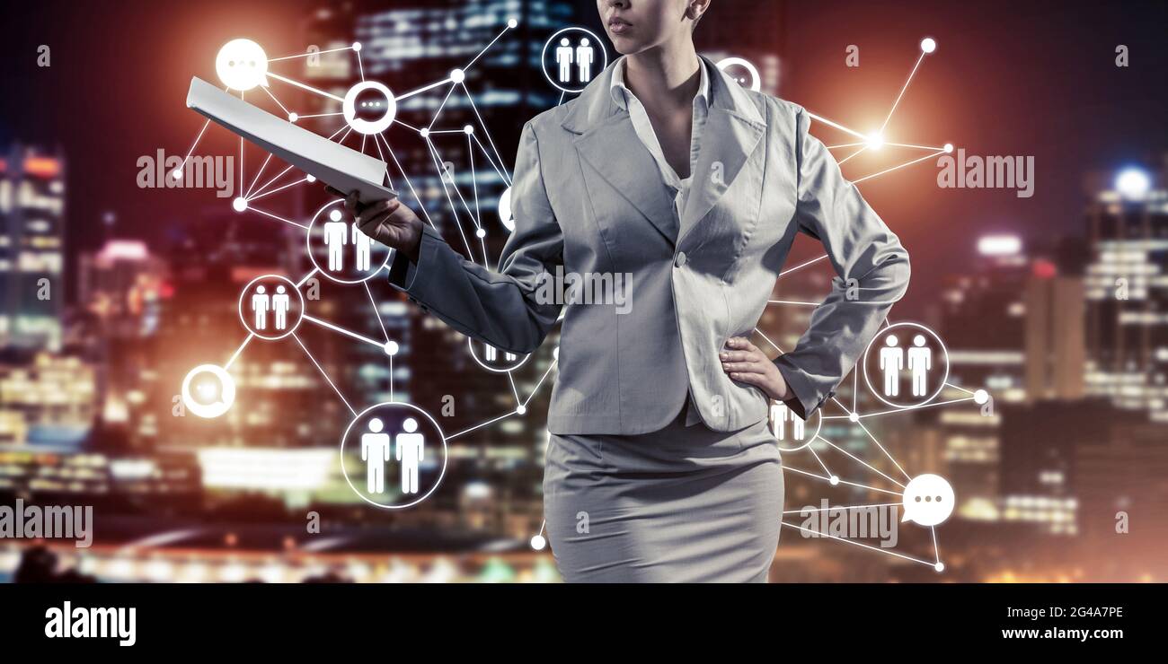 Concept of modern business networking that connect and cooperate people ...