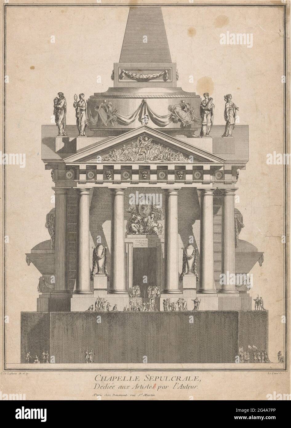 Monument to Portico, Fronton and Obelisk; Chapelle Sepulcrale. A ...