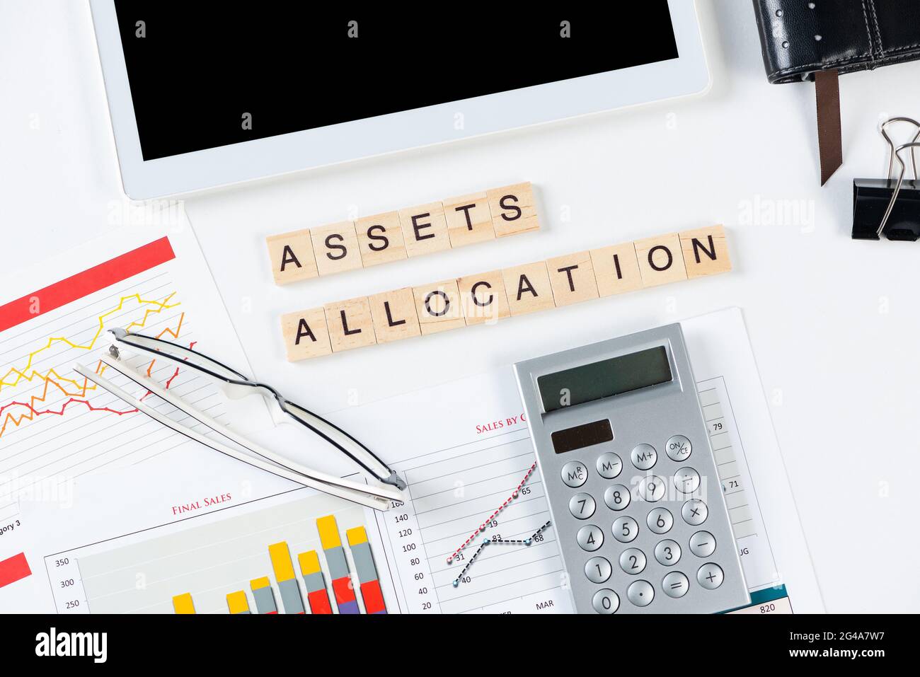 Asset allocation concept with letters on cubes Stock Photo - Alamy