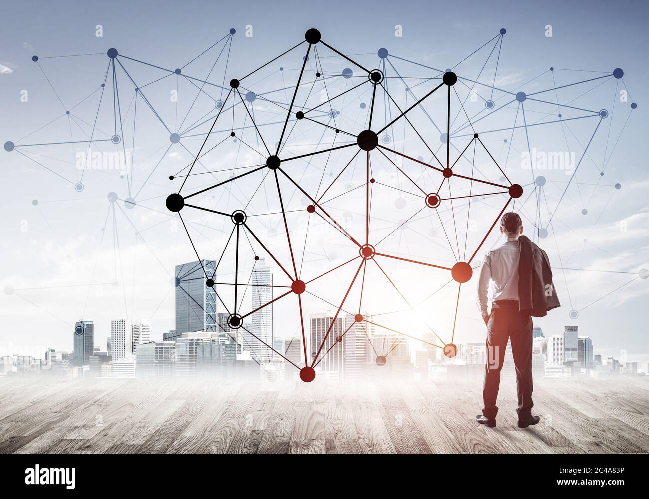 International business networking and social connection against modern ...