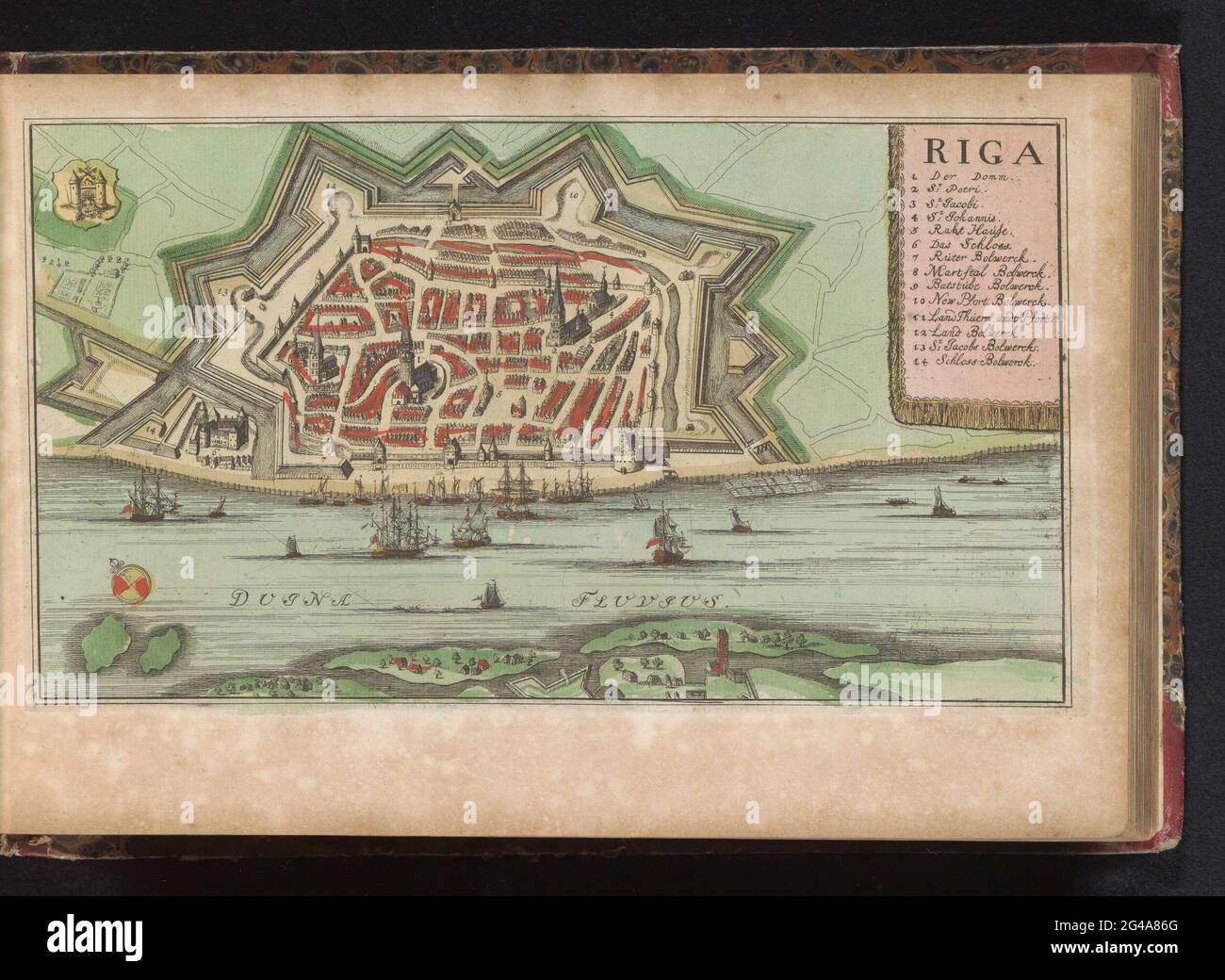 Map of Riga; Riga. Map in Vogelvlucht from the city of Riga, in the ...