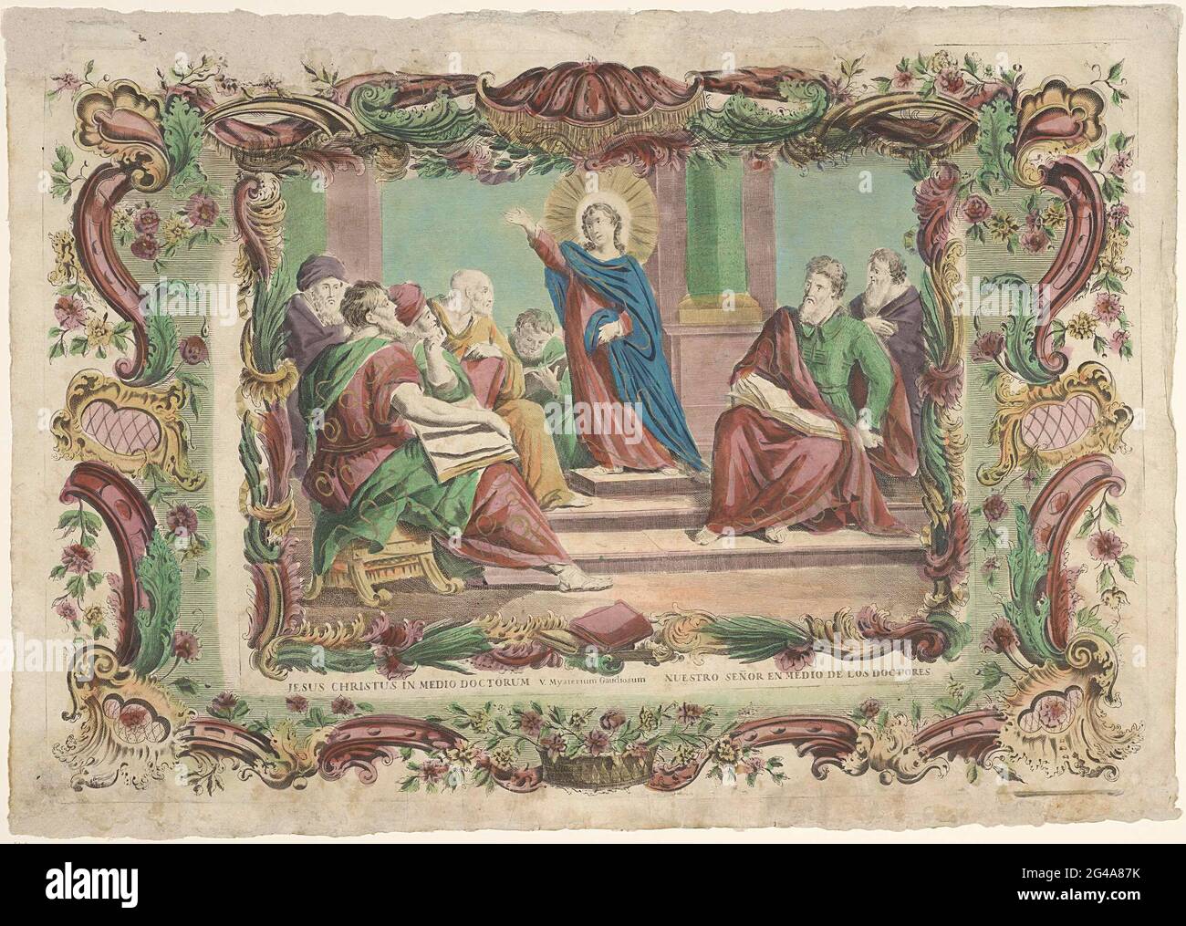 Christ between scribes in temple; JESUS CHRIST IN MEDIO Doctorum ...