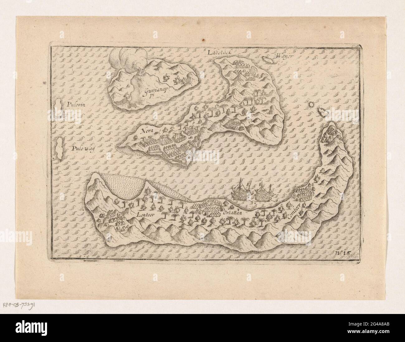 Map of the Banda Islands, 1599. Map of the Banda Islands in the ...