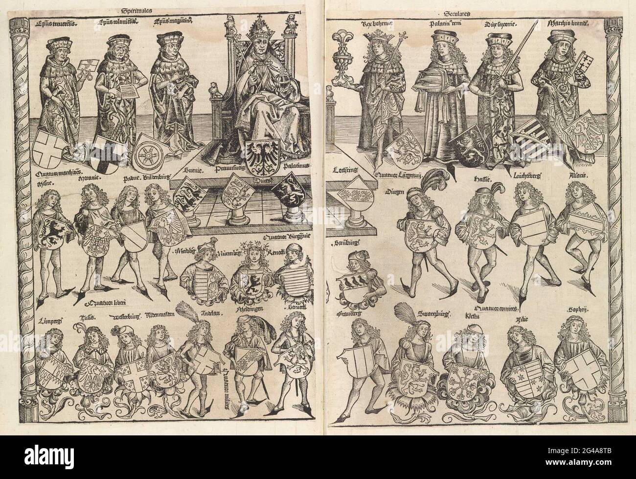 Emperor election; Liber chronicarum. Double-leaf representation (here ...