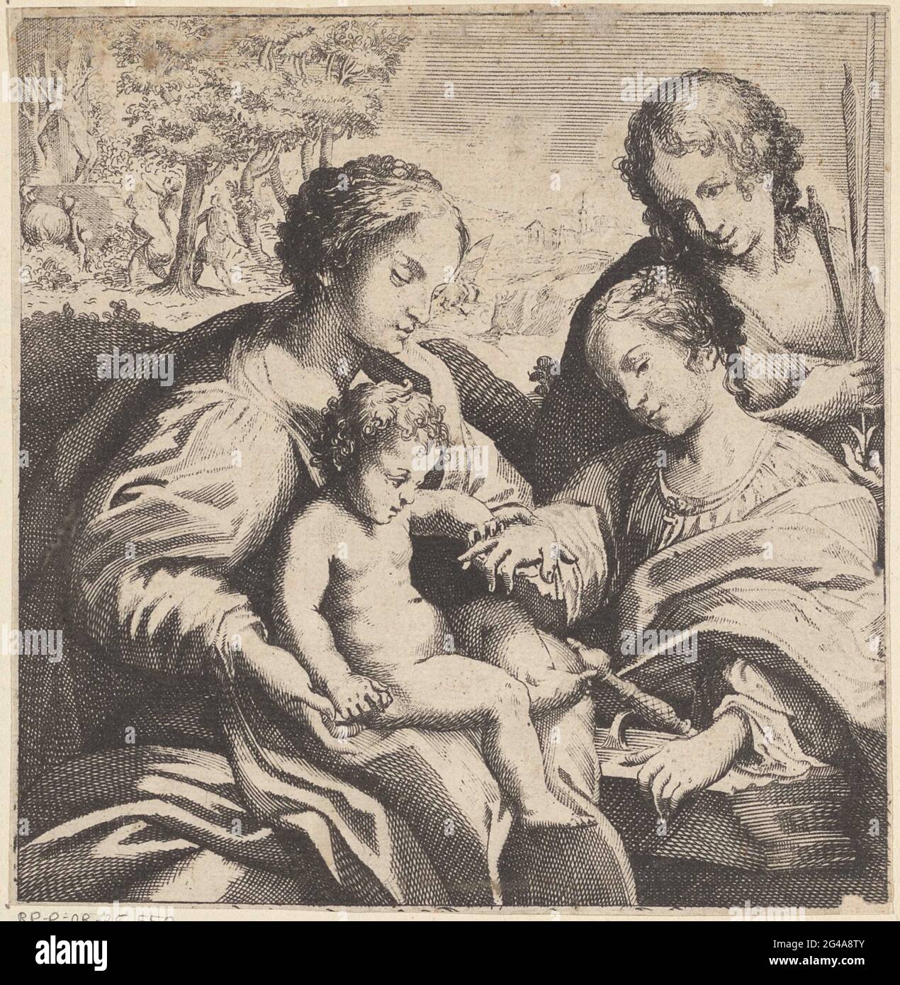 The mystical marriage of the Saint Catharina. Maria holds the Christ ...