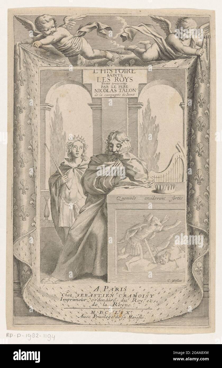 King David leaning against pedestal; Title page for: Nicolas Talon, L ...