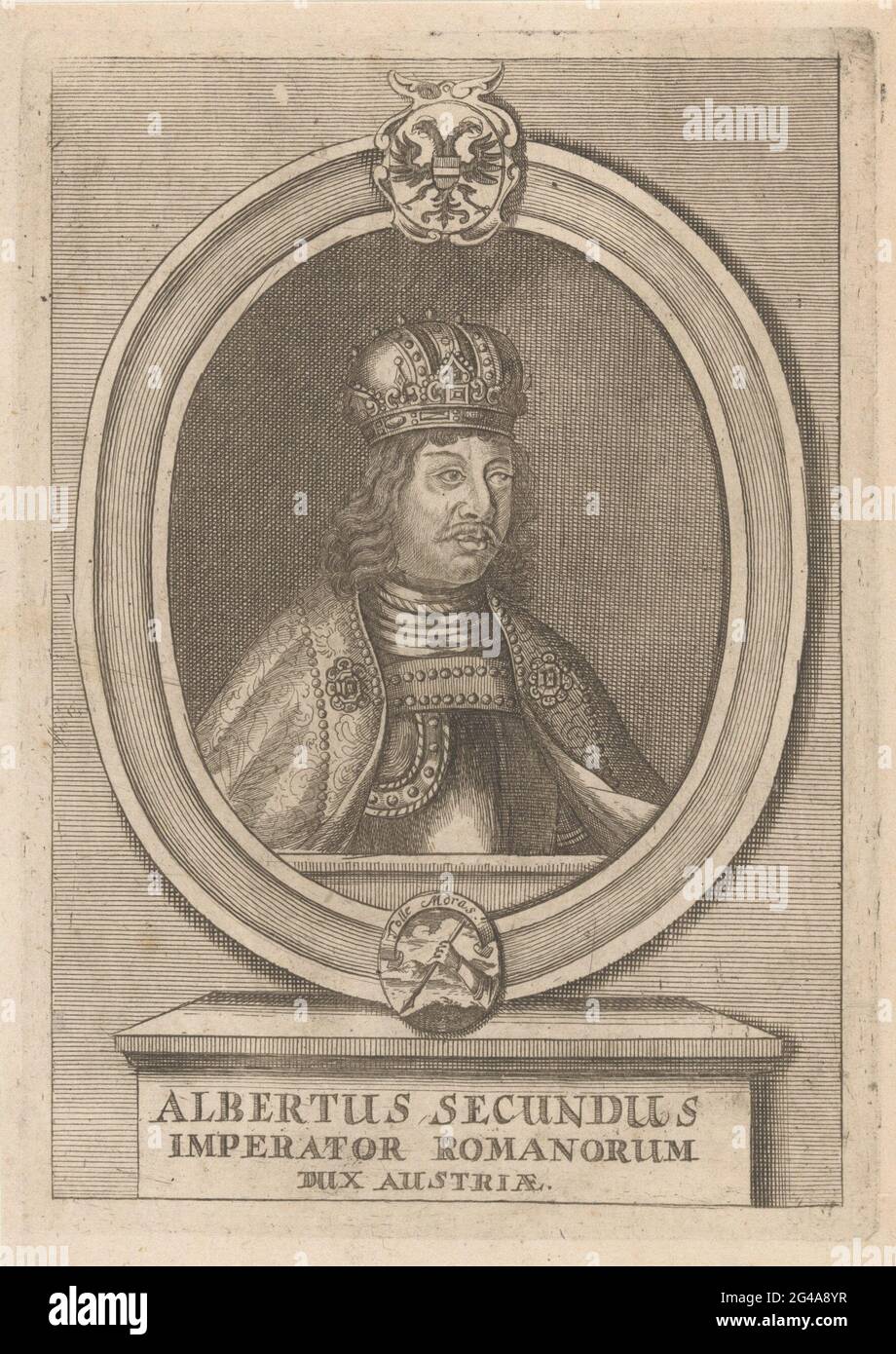 Portrait of Albrecht II of Habsburg, Roman German king. In the middle ...