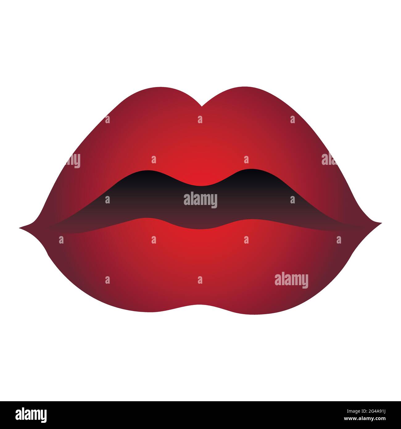 stylized lips, half-open mouth - isolate, graphics on a square ...