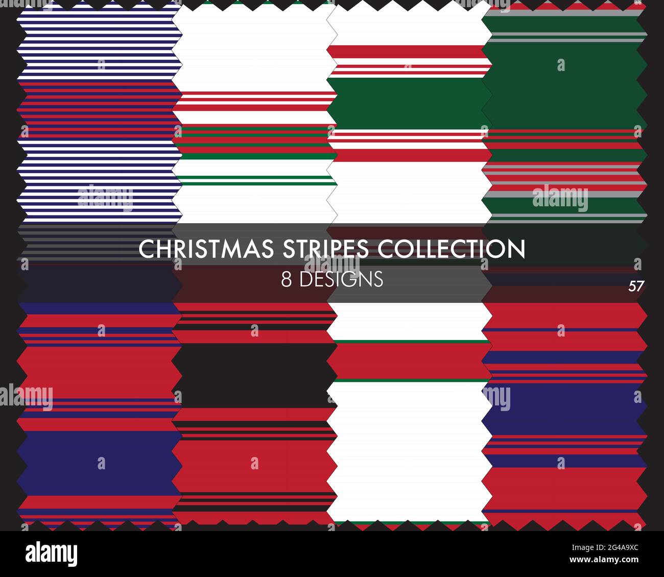 Striped seamless pattern collection includes 8 designs for fashion ...