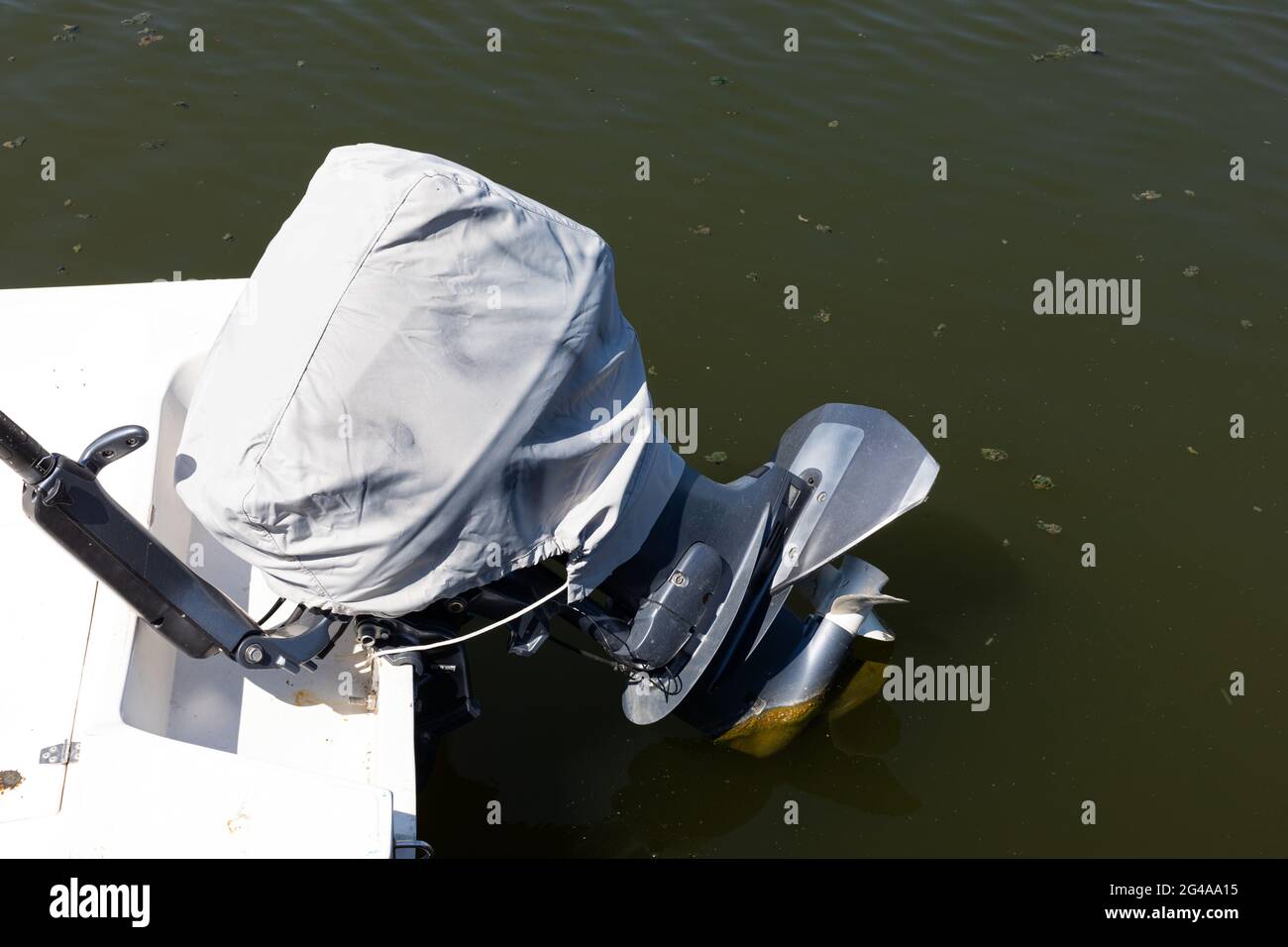 Picture of a powerful engin mounted on the boat Stock Photo - Alamy