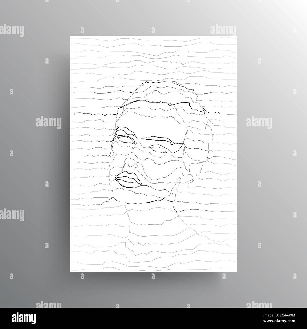 Abstract female portrait in wavy horizontal lines style isolated on ...