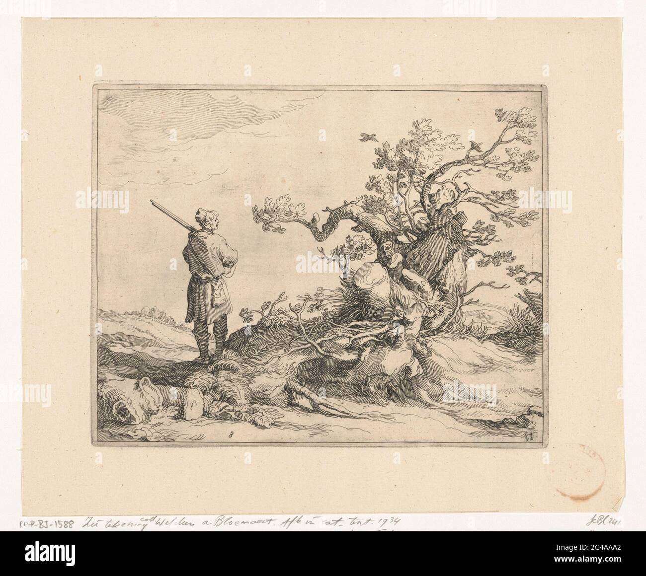 View with a gnarled, distorted tree; Large landscapes. In the ...