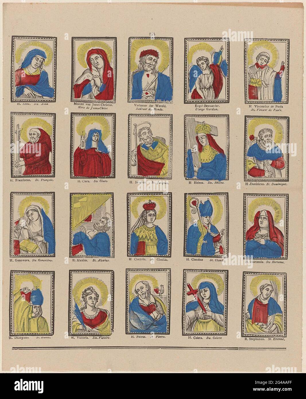 Saints. Sheet with 20 shows of saints, including St. Anna, Maria, St ...