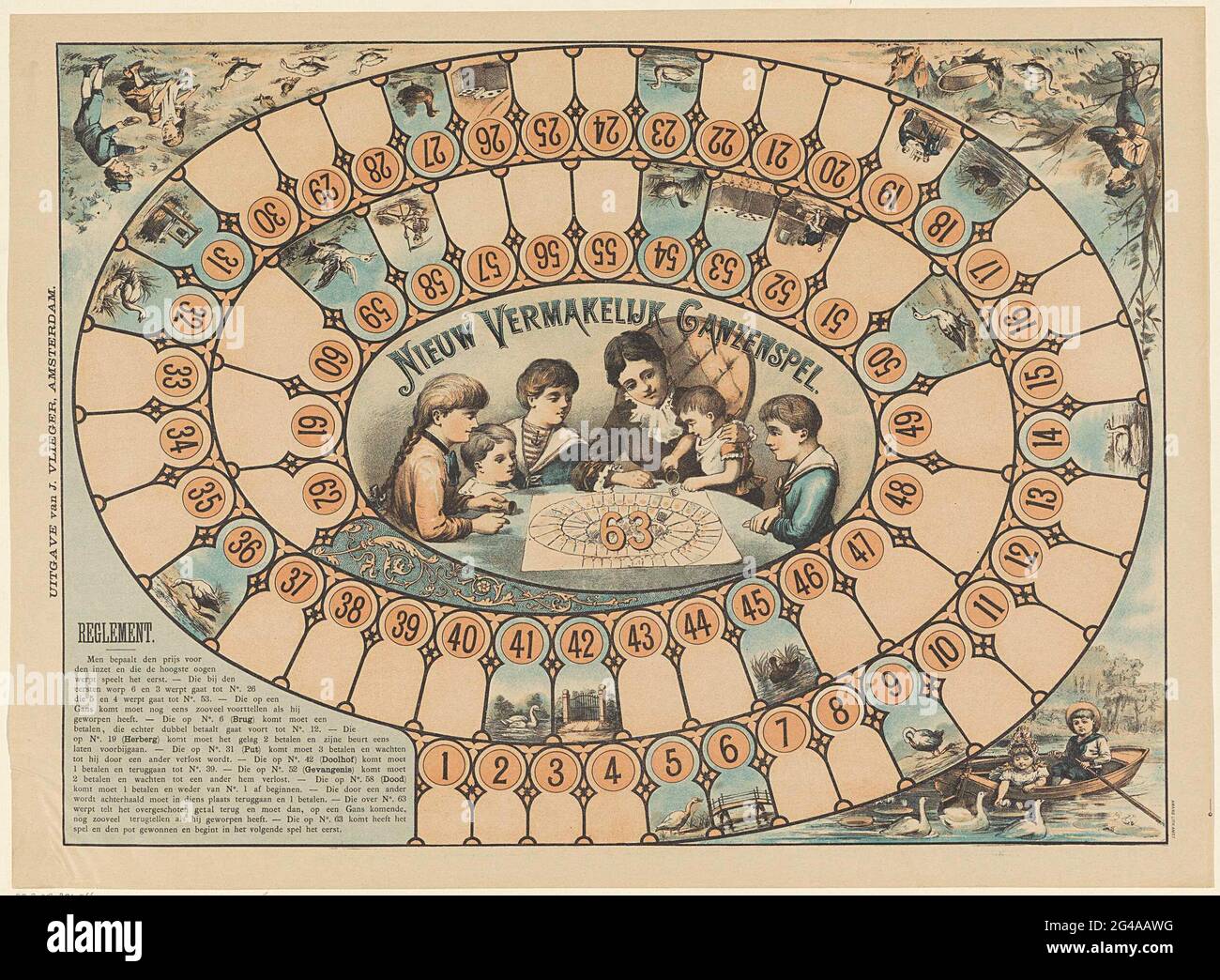 New and entertaining goose game. Goose board game with spiral with ...