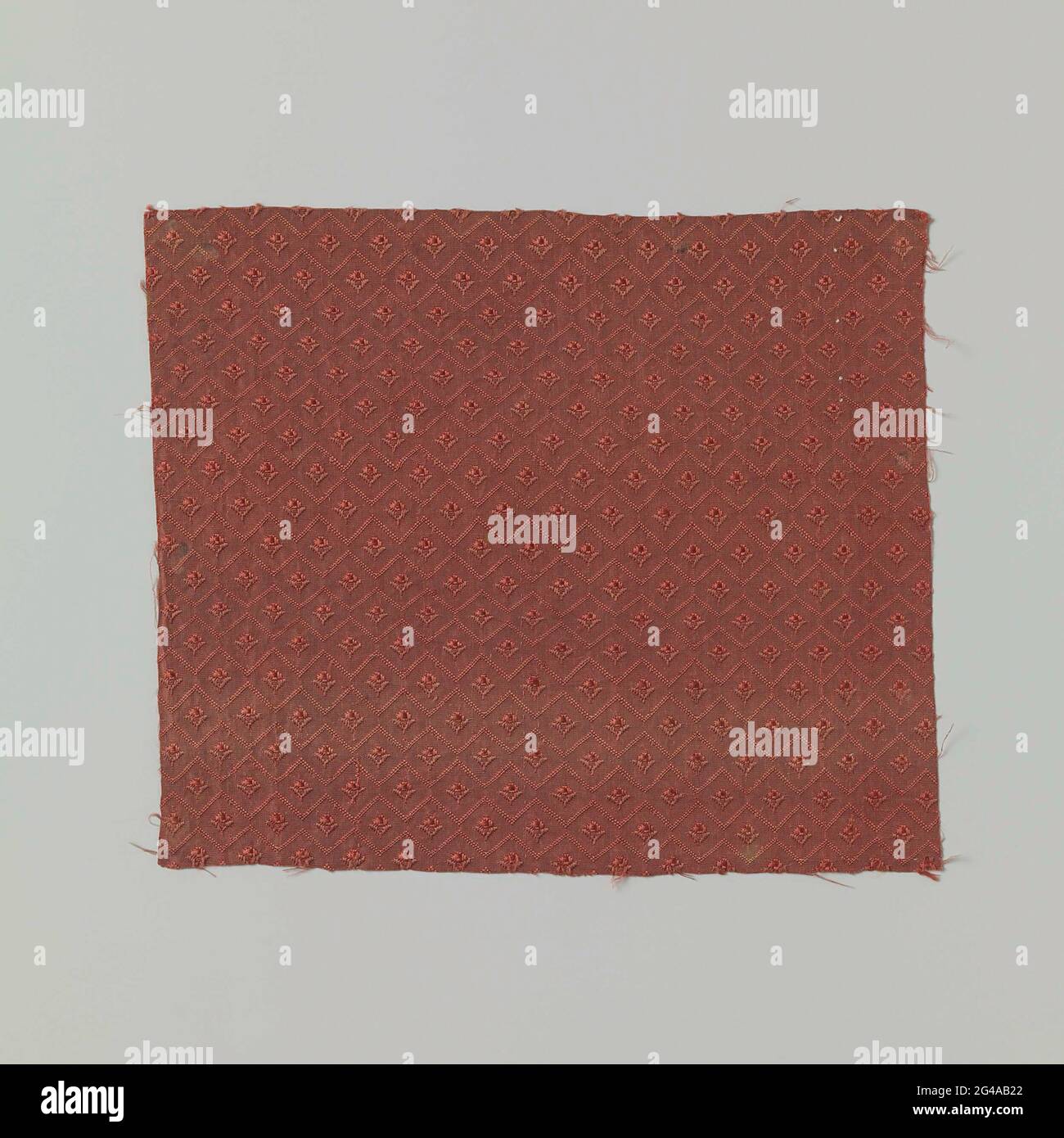 Fragment red silk dryuet. Fragment red silk tissue with a red pattern ...