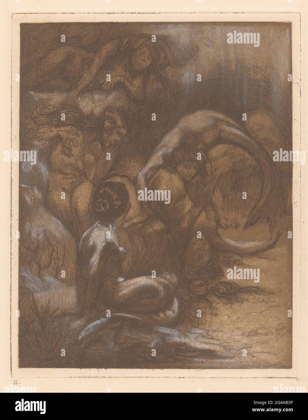 Five mermaids; Fantastic composition with mermaids. A group of five ...