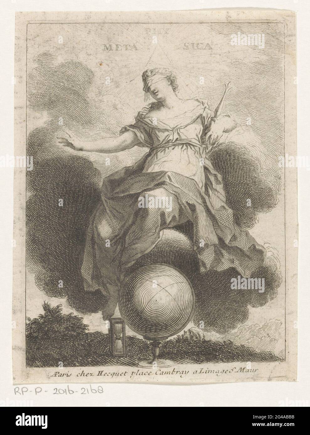 Metaphysics; Metaphysics. A blindfolded woman with scepter is sitting ...